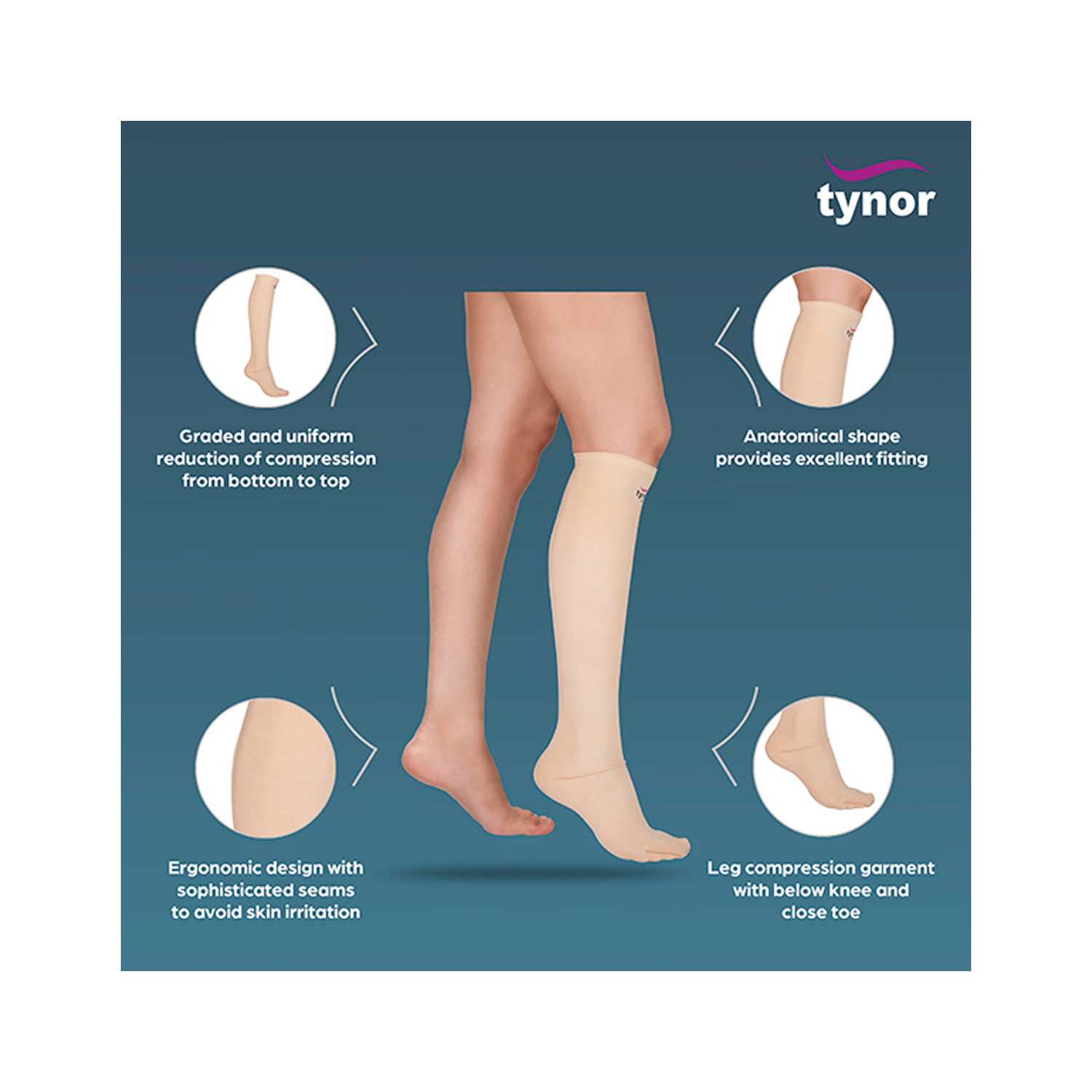 Tynor C Garment Leg Below Knee ( Closed Toe) (Pair) – iMediCart E Pharmacy